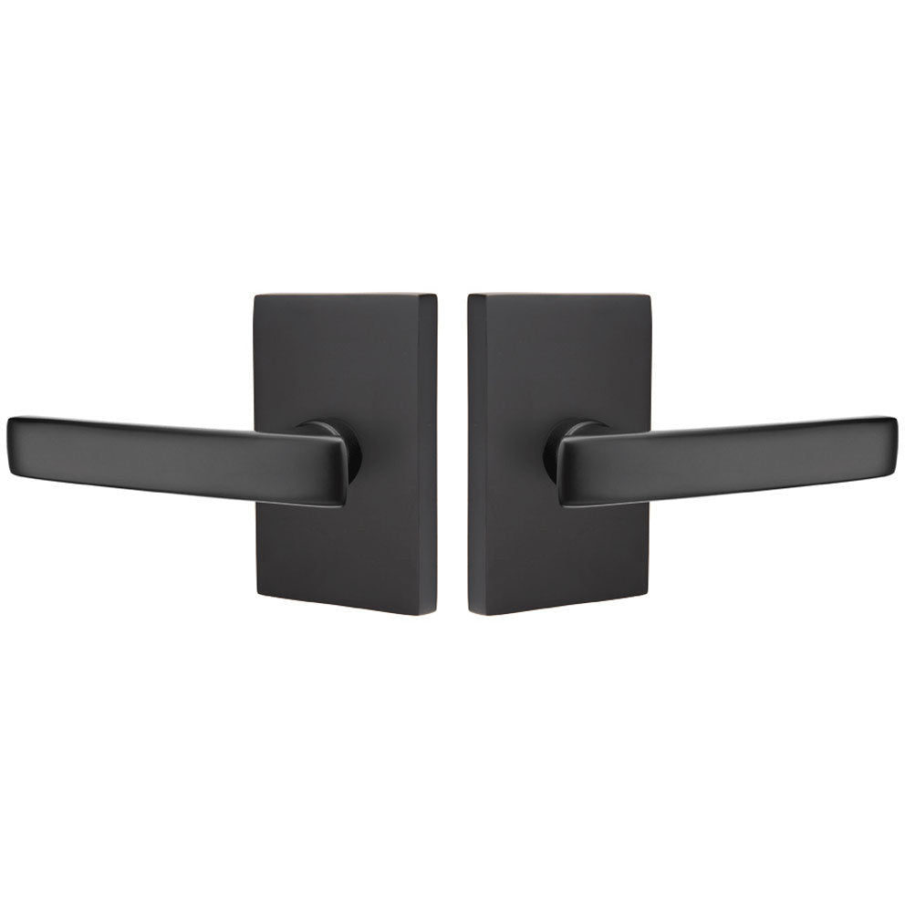 Emtek Solid Brass Geneva Lever With Modern Rectangular Rosette ...