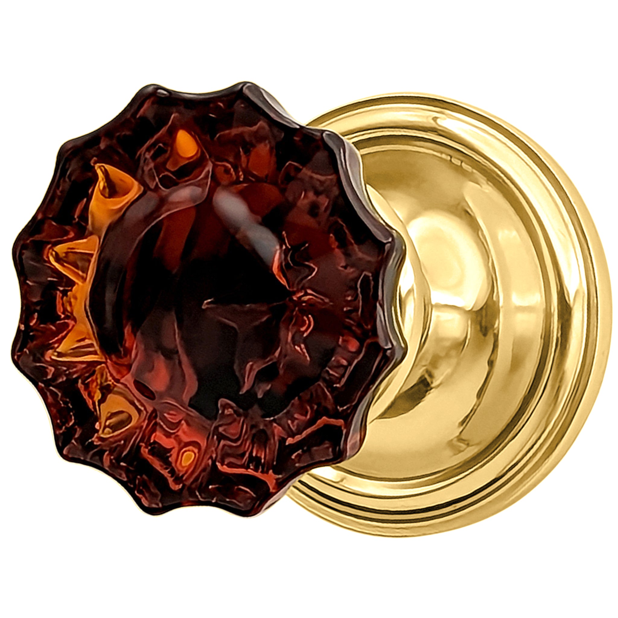 Traditional Rosette Door Set with Fluted Amber Glass Door Knobs (Sever ...