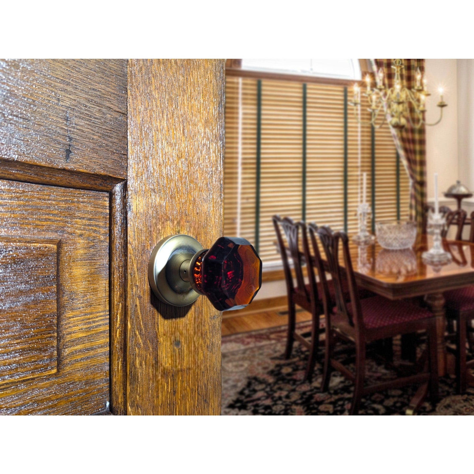 Magnifique® Classic Door Set with Amber Glass Knobs (Several Finishes ...