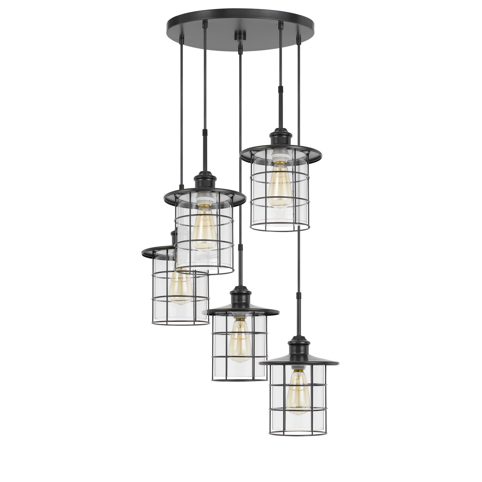 60W X 5 SILVERTON METAL/GLASS PENDANT FIXTURE (EDISON BULBS INCLUDED ...