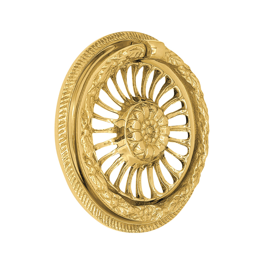3 5/8 Inch Solid Brass Radiant Flower Drawer Ring Pull – Antique ...