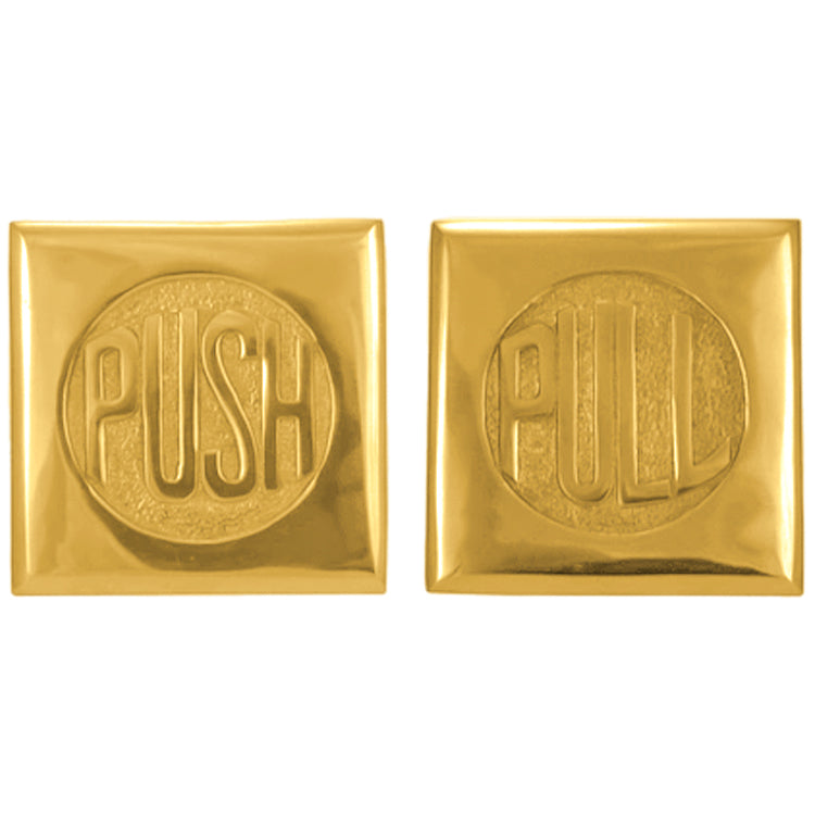 Solid Brass 2 3/4 Inch Brass Classic American "Pull" & "Push" Signs ...