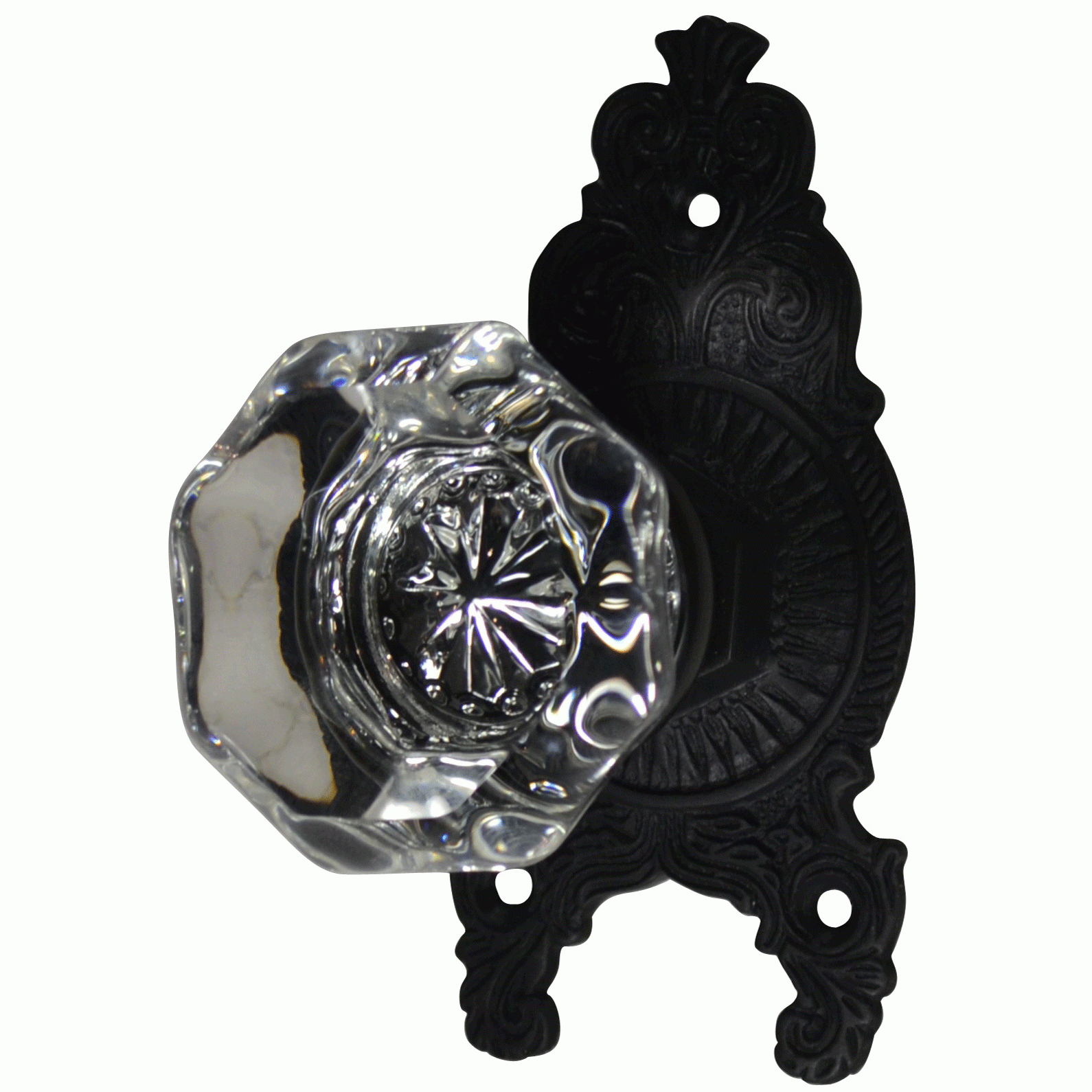 Octagon Glass Ornate Victorian Style Door Knob Set in Several Finishes ...