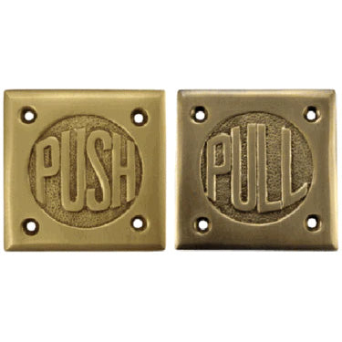 Solid Brass 2 3/4 Inch Brass Classic American "Pull" & "Push" Signs ...